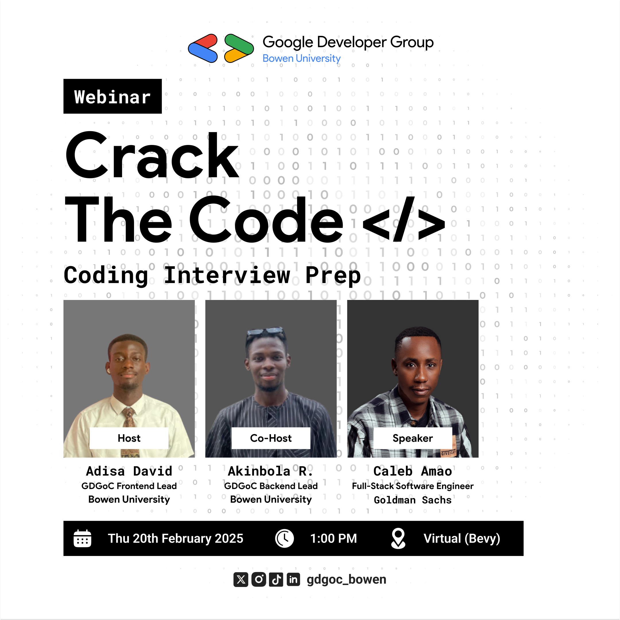 See Crack The Code : Coding Interview Prep at Google Developer Groups GDG on Campus Bowen ...